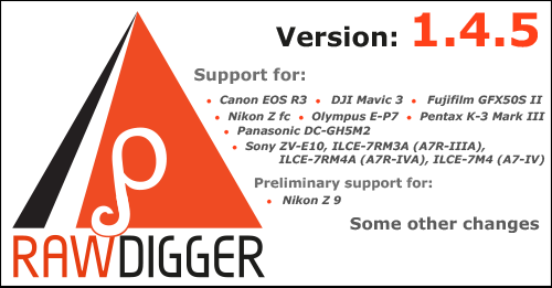 RawDigger 1.4.5 Release | RawDigger